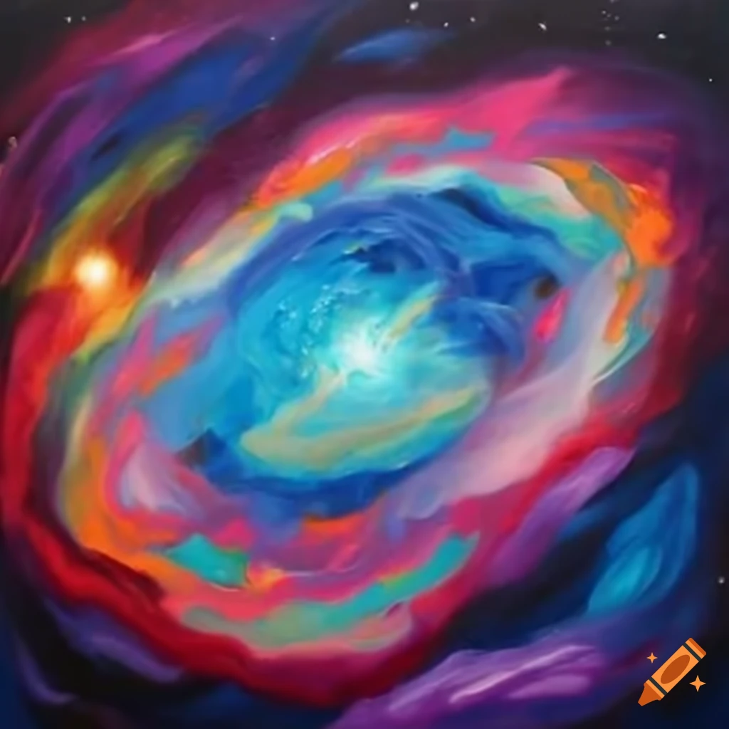 Oil painting of a racing car in a nebula explosion on Craiyon