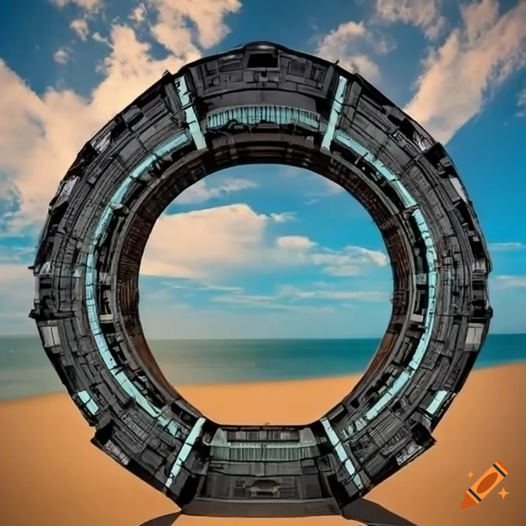 Black stargate on a sunny beach