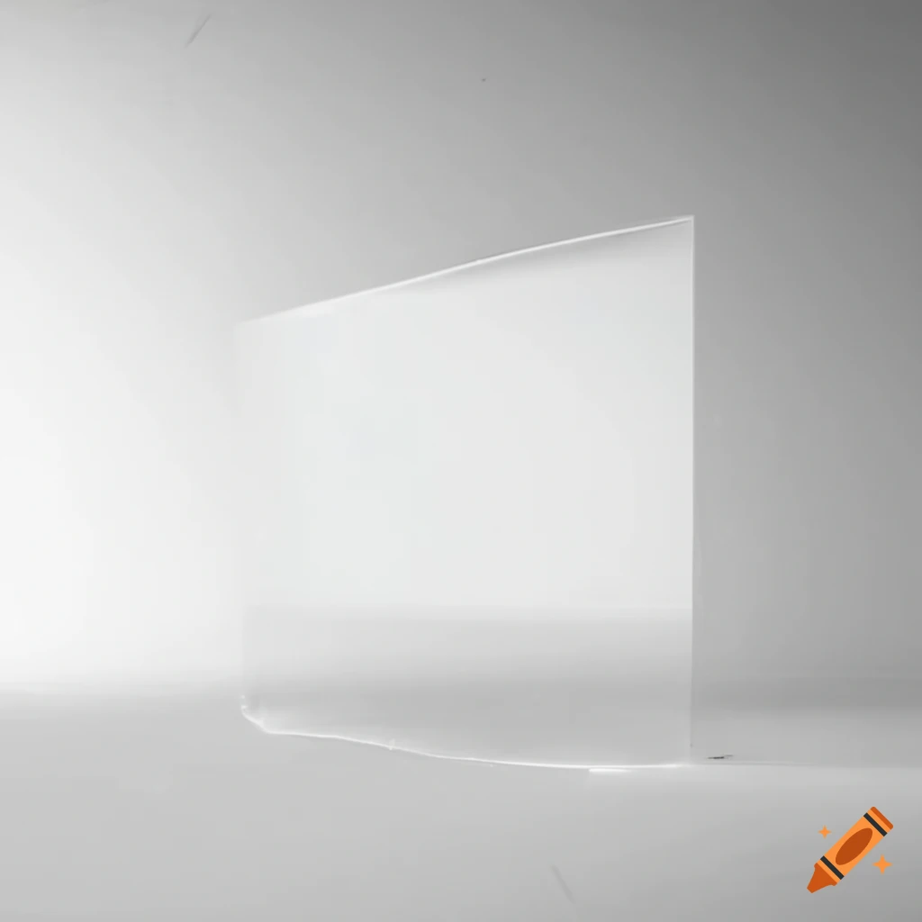 Close-up of clear acrylic sheet on white background on Craiyon