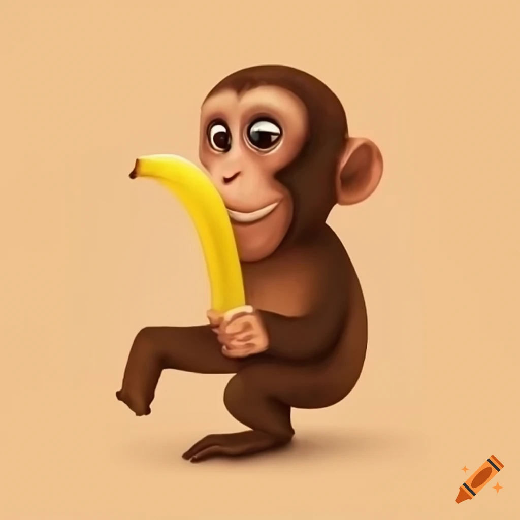 Ios animoji monkey offering a banana on Craiyon