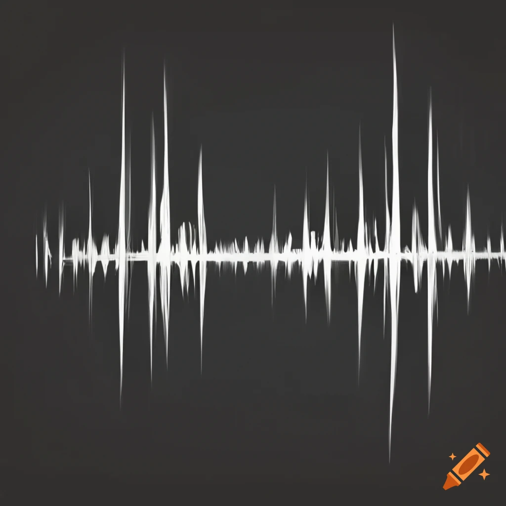 Silver sound waves on black background on Craiyon