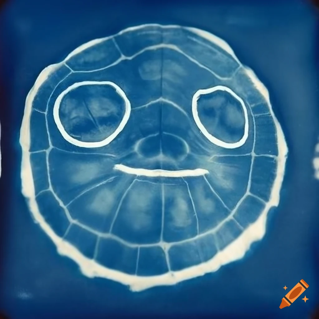 Cyanotype artwork of a turtle on Craiyon