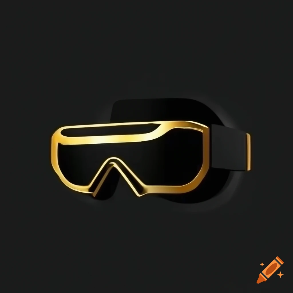 Sleek gold AI VR glasses logo icon on Craiyon