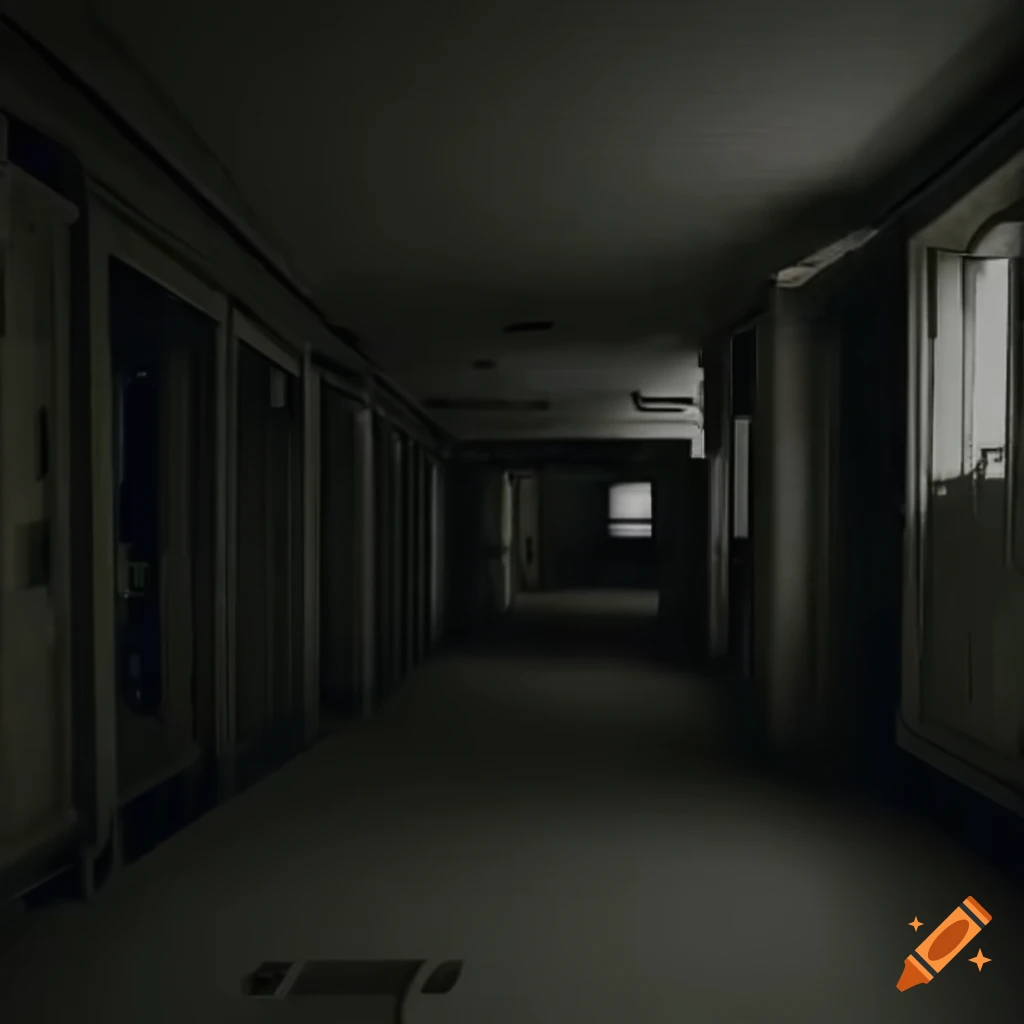 Dark military corridor with robot filter on Craiyon
