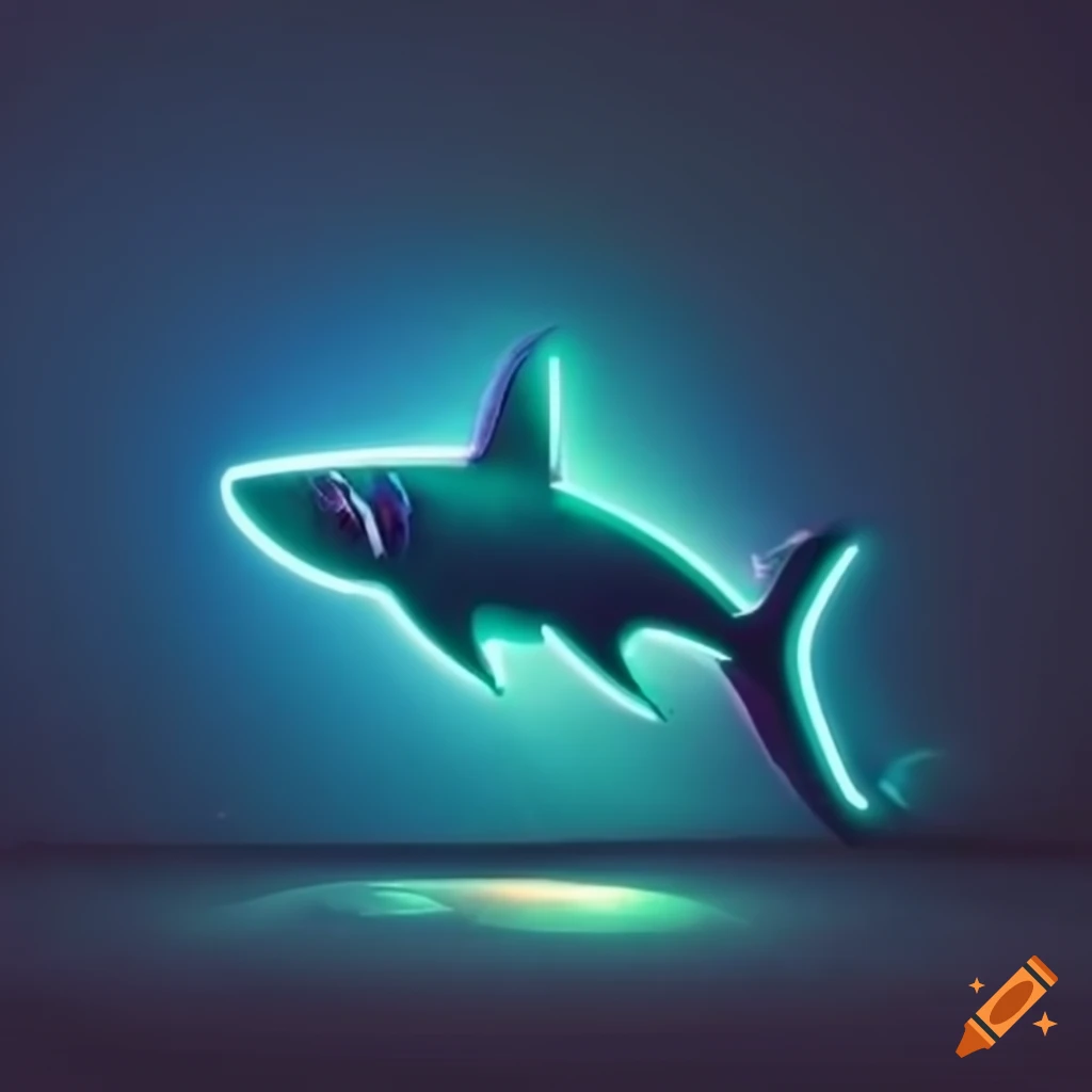 Neon shark gaming logo underwater