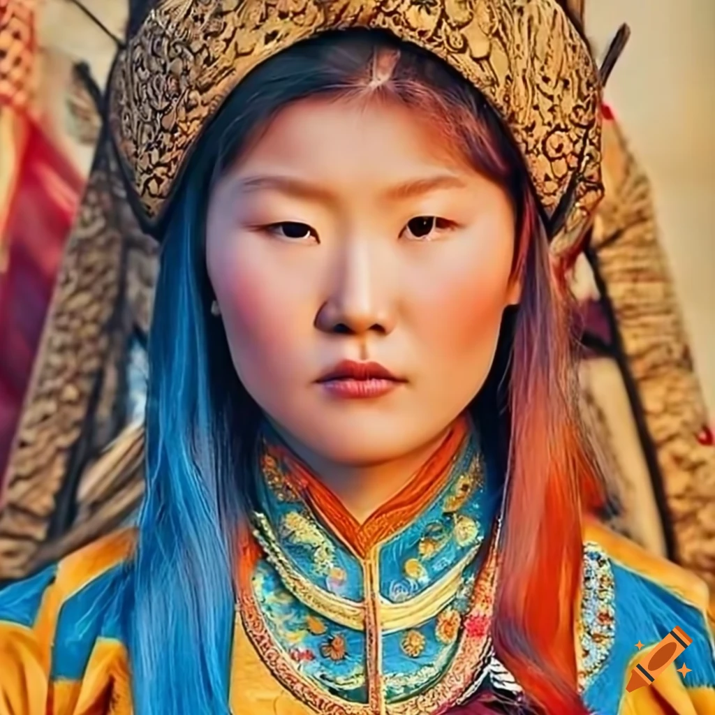 Portrait of a beautiful mongolian woman on Craiyon