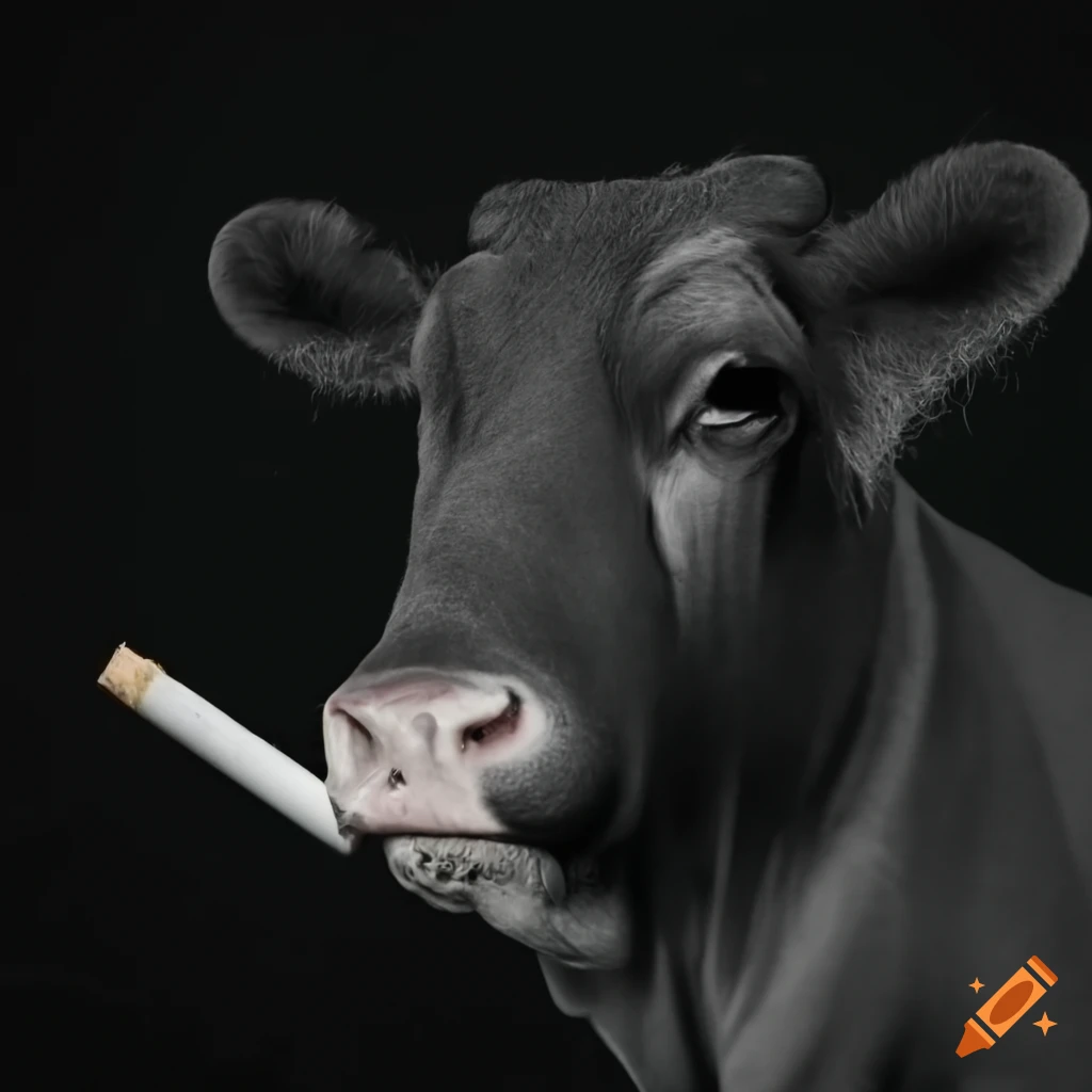 Cow smoking a cigarette on Craiyon