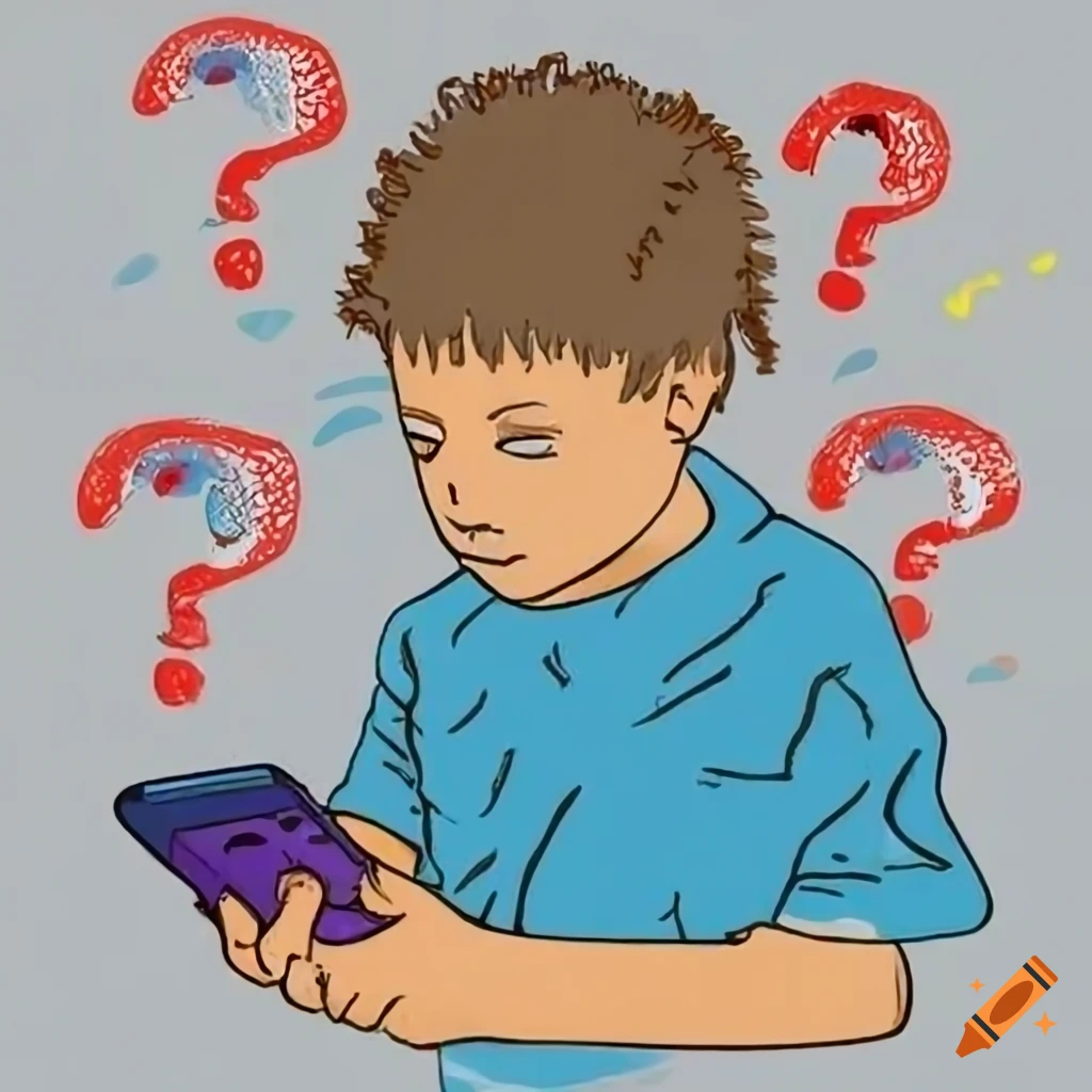 Illustration of a boy checking disappointing text messages