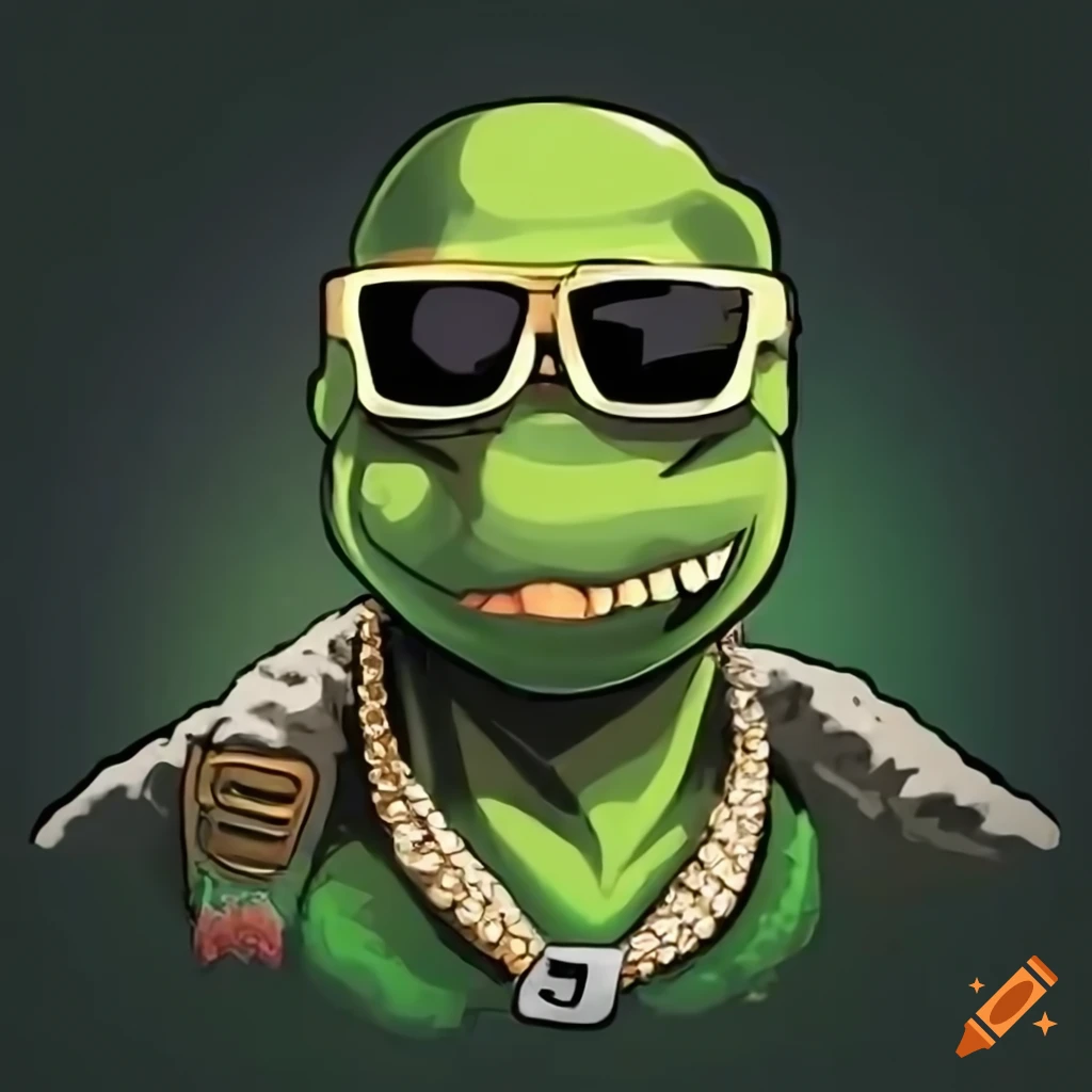 Sly turtle wearing sunglasses with gold teeth on Craiyon