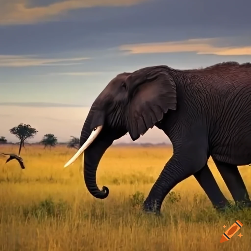 Elephants walking in the savannah