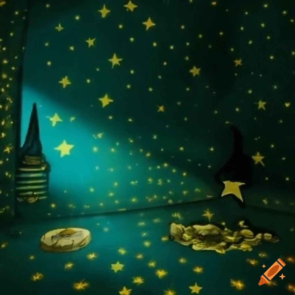 Dreamcore level with stars and golden floor on Craiyon