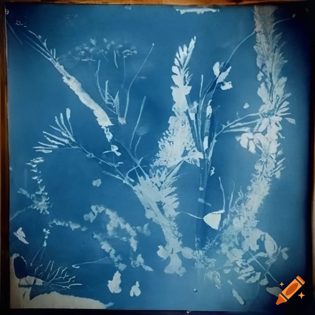 Cyanotype artwork titled 'clavicula nox' on Craiyon
