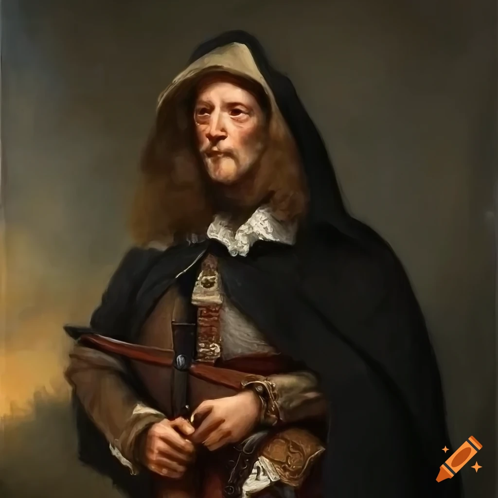 Oil portrait of a mysterious bounty hunter