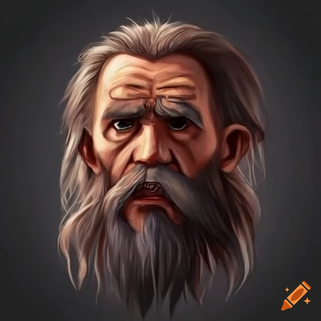 Anime style older man with brown beard in a fantasy setting on Craiyon