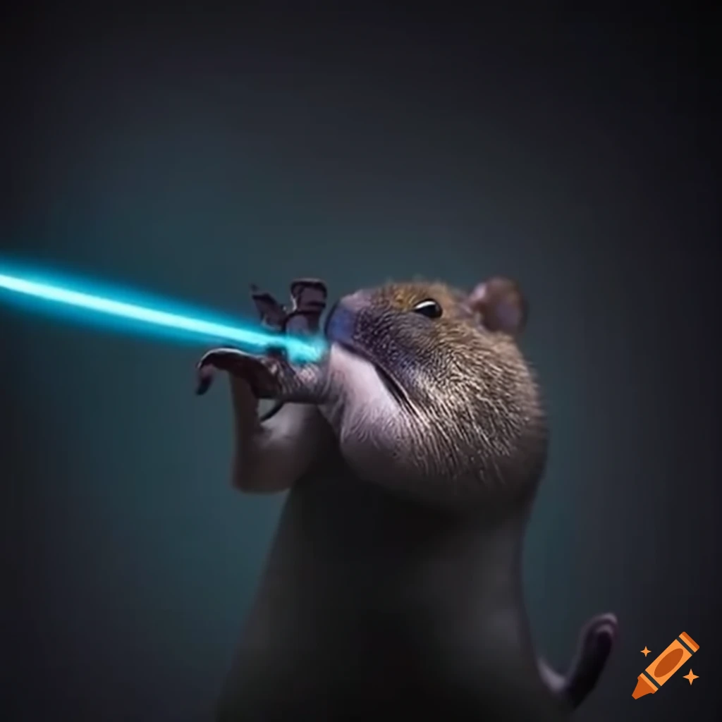 Digital art of a mouse shooting a laser on Craiyon