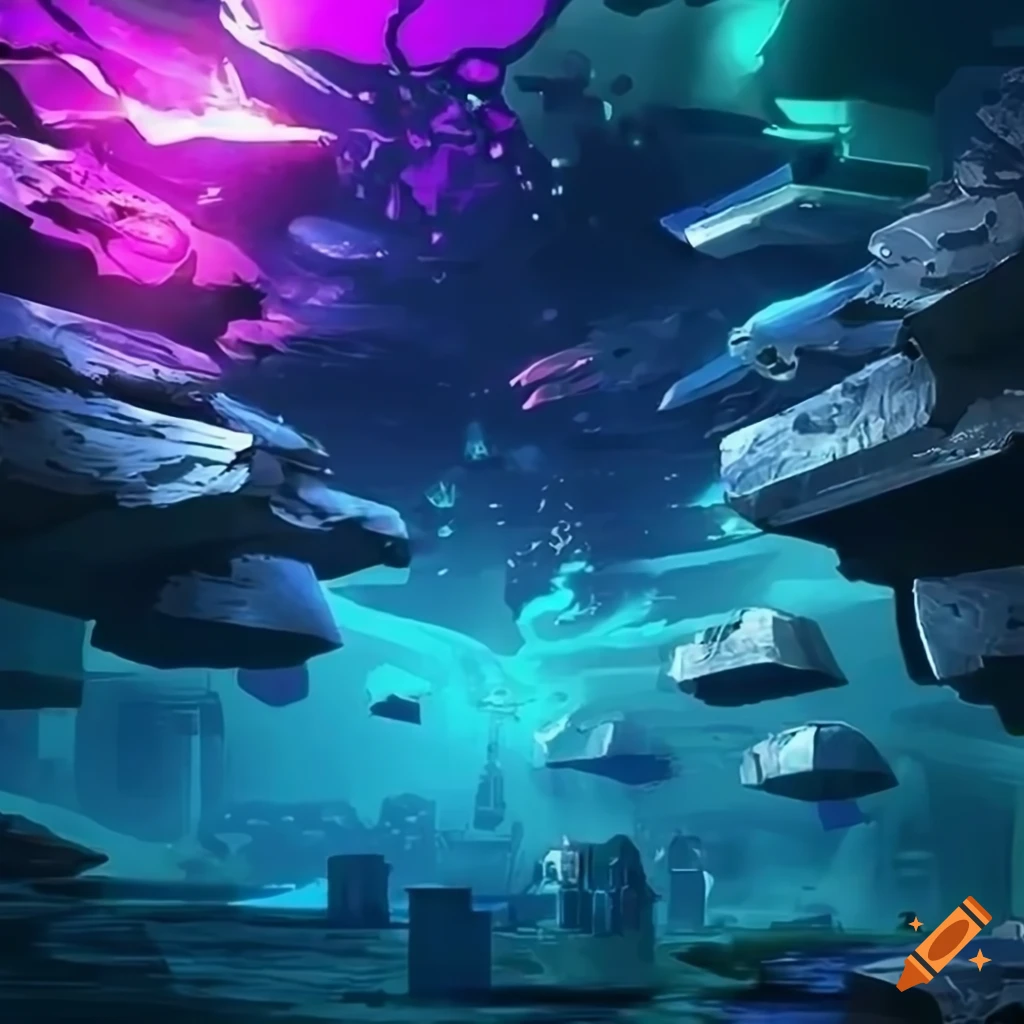Futuristic gaming water tiles wallpaper