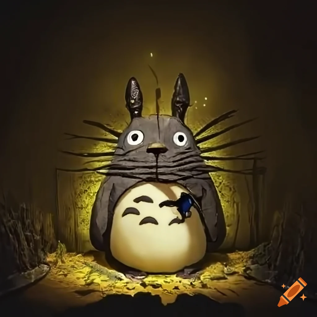 Realistic 3d totoro pointing a gun on Craiyon