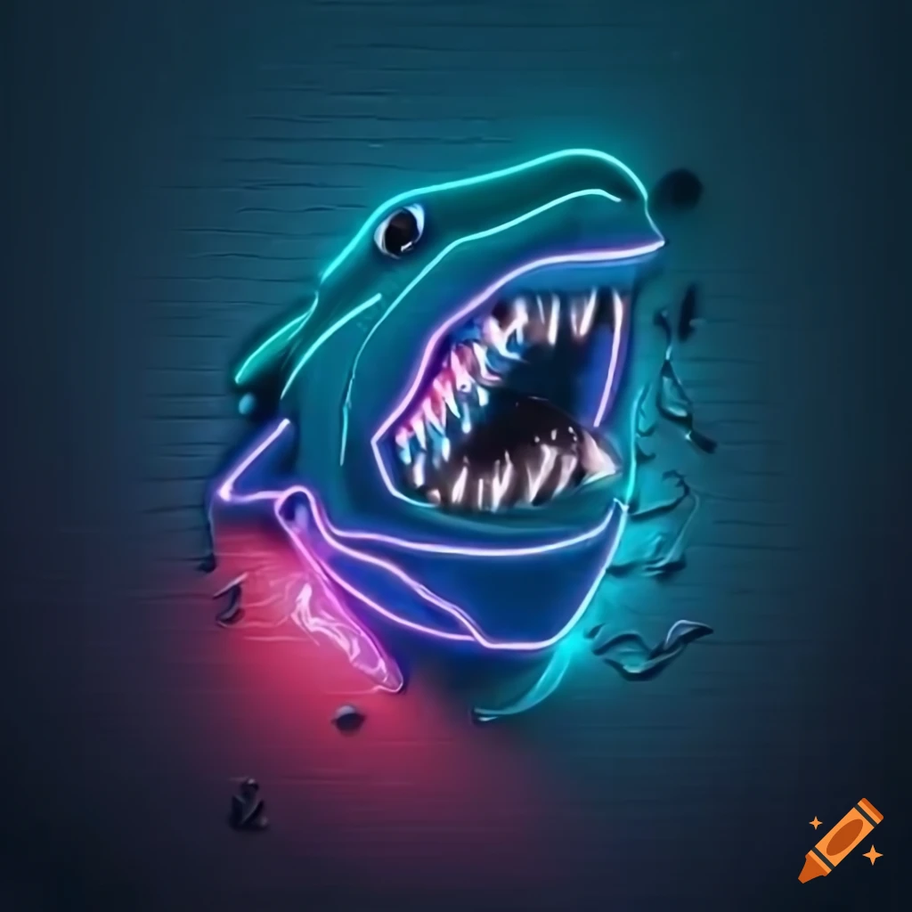 Neon shark logo for gaming on Craiyon