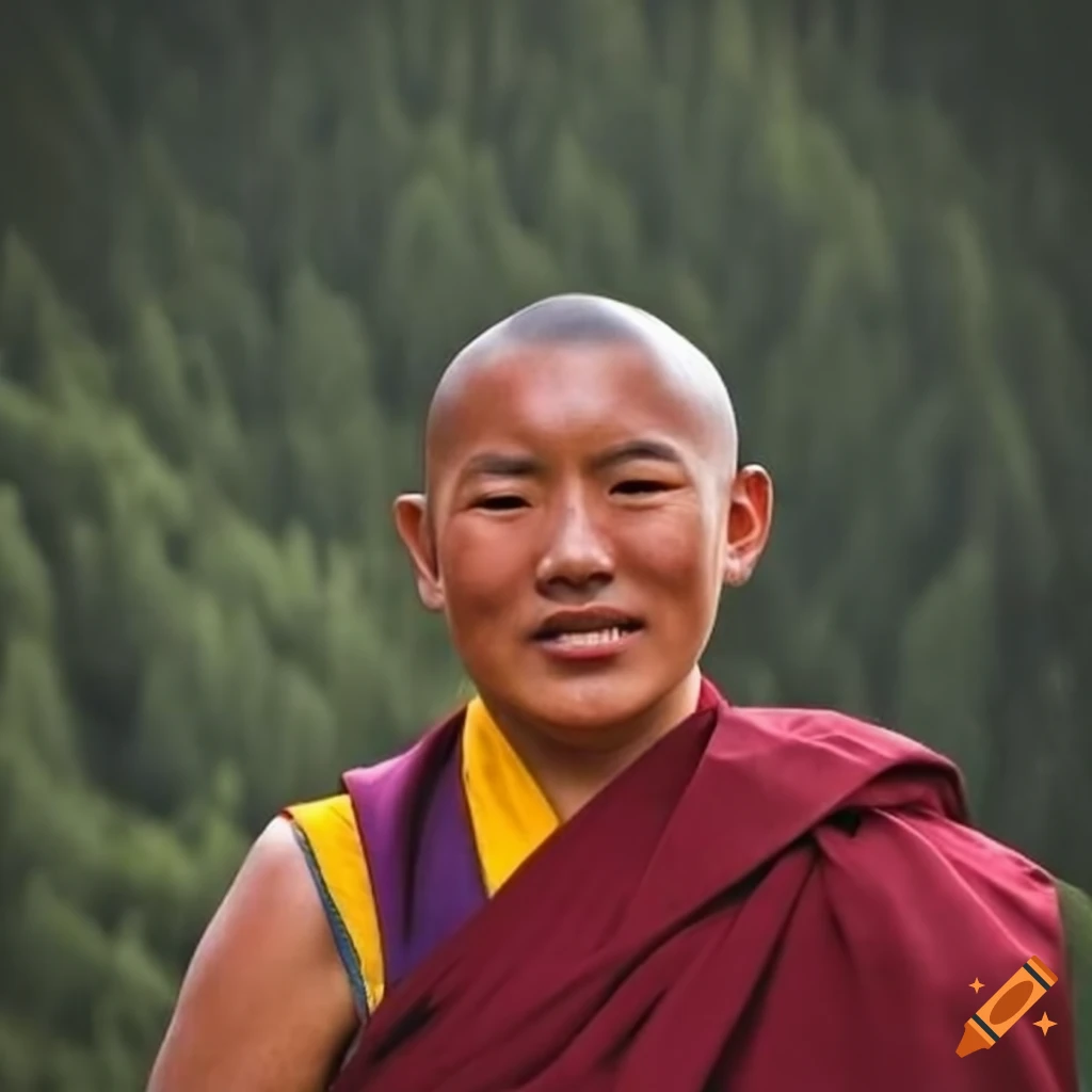 Peace-loving buddhist monk surrounded by knights on Craiyon