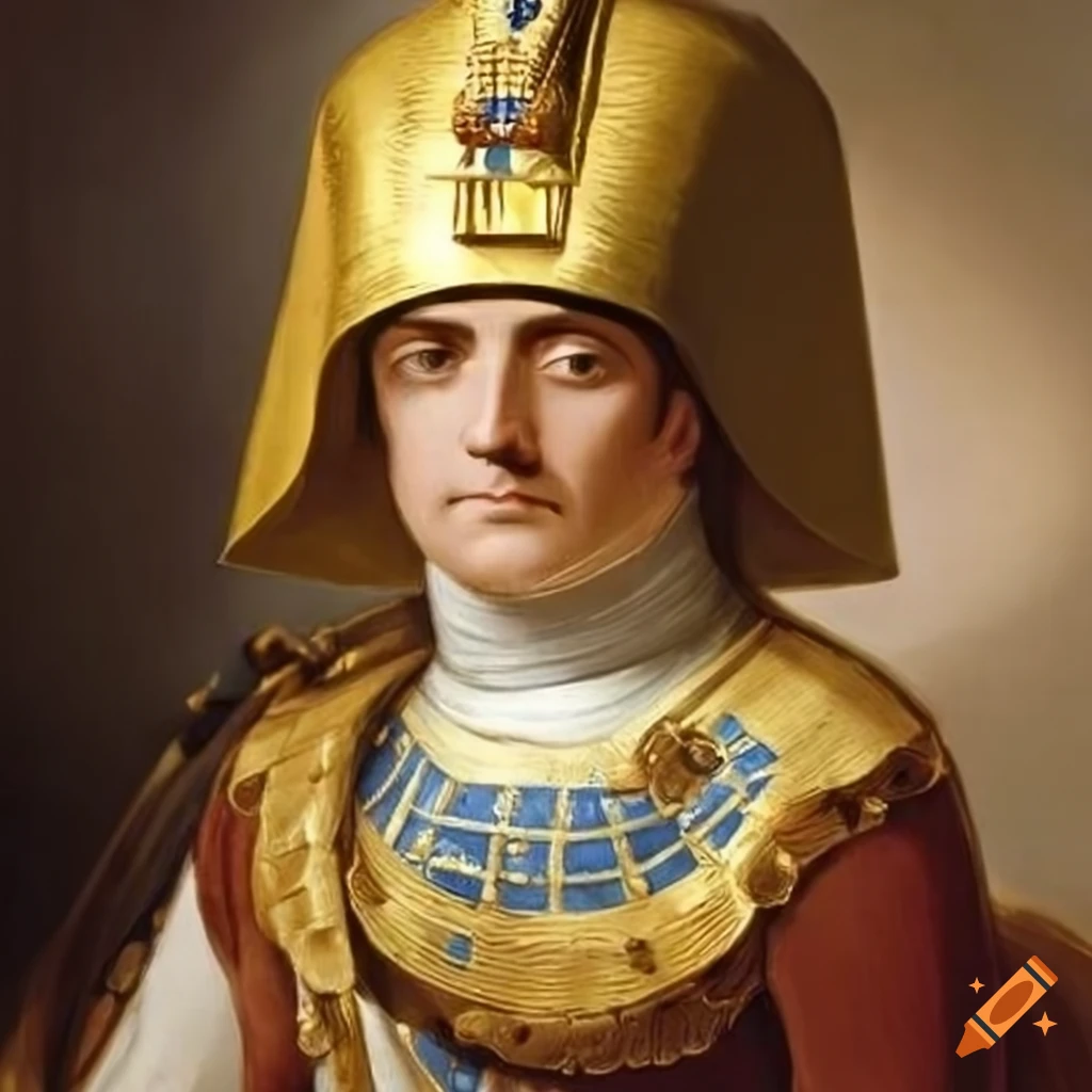 Portrait of napoleon with a pharaoh hat
