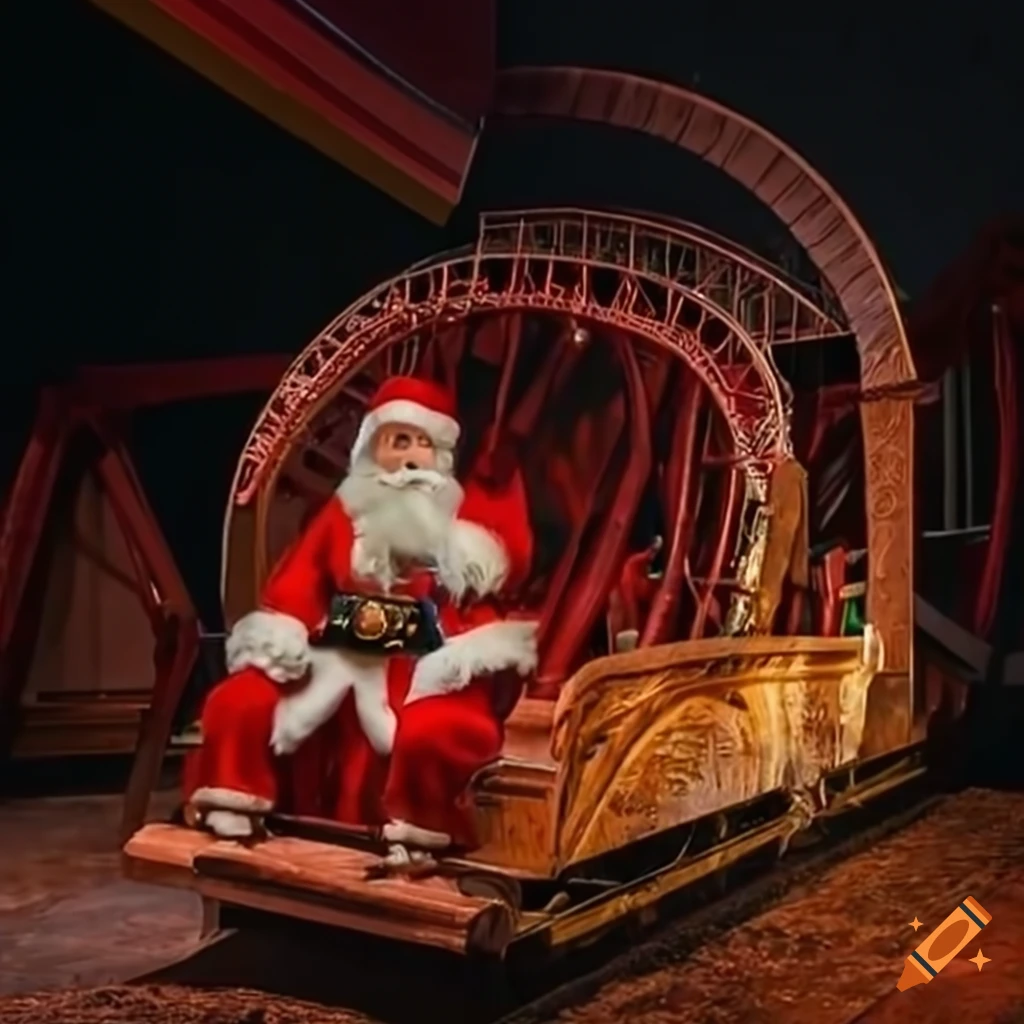 Santa claus and monkeys riding a rollercoaster on Craiyon