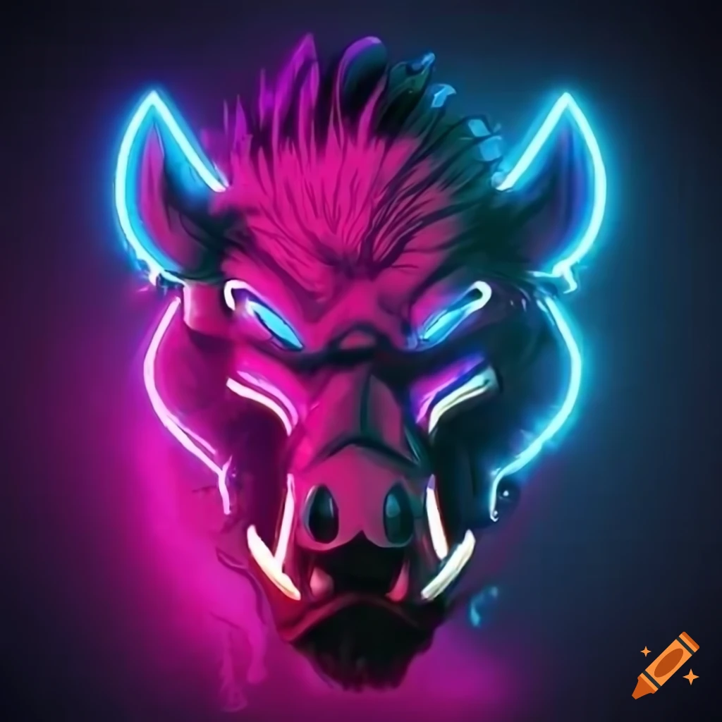 Neon buffalo illustration on Craiyon