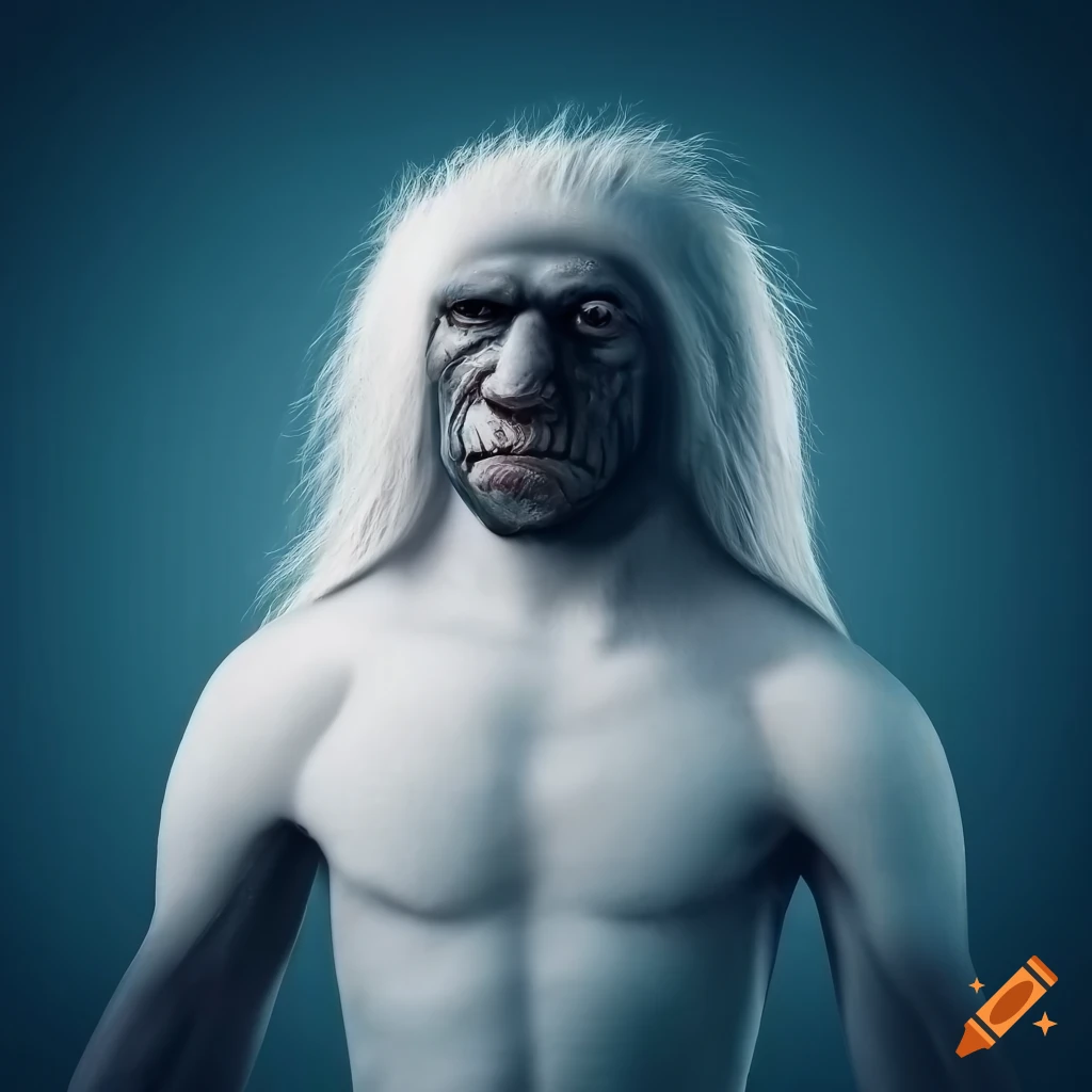 Neanderthal holding a walrus tusk spear in the snow on Craiyon