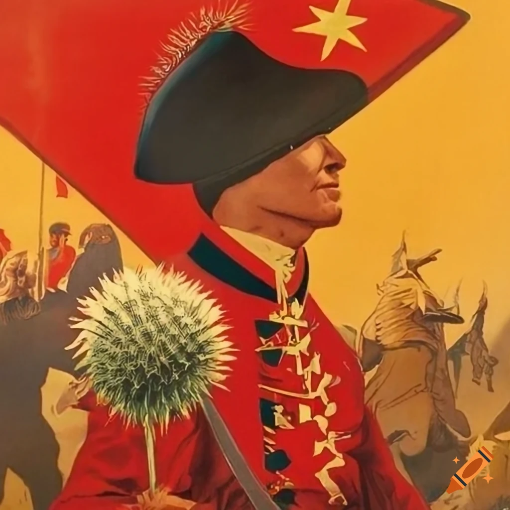 Soviet propaganda poster with thistle flower