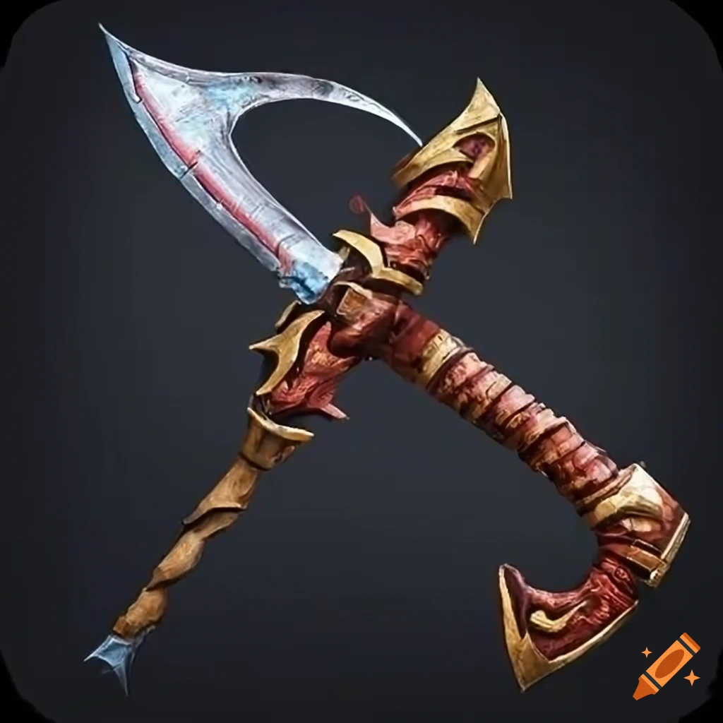 Mythic axe with intricate carvings