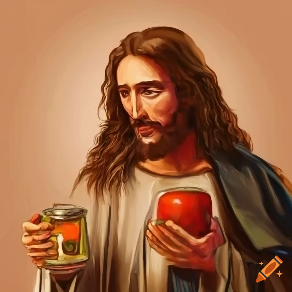 Jesus looking at a plate of cheese in the sky on Craiyon