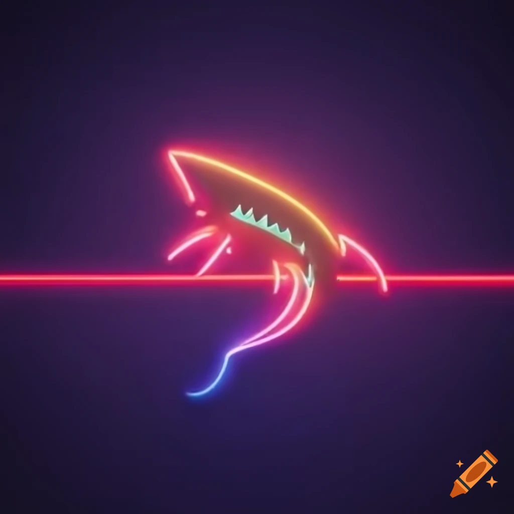 Neon logo of shark gaming underwater on Craiyon