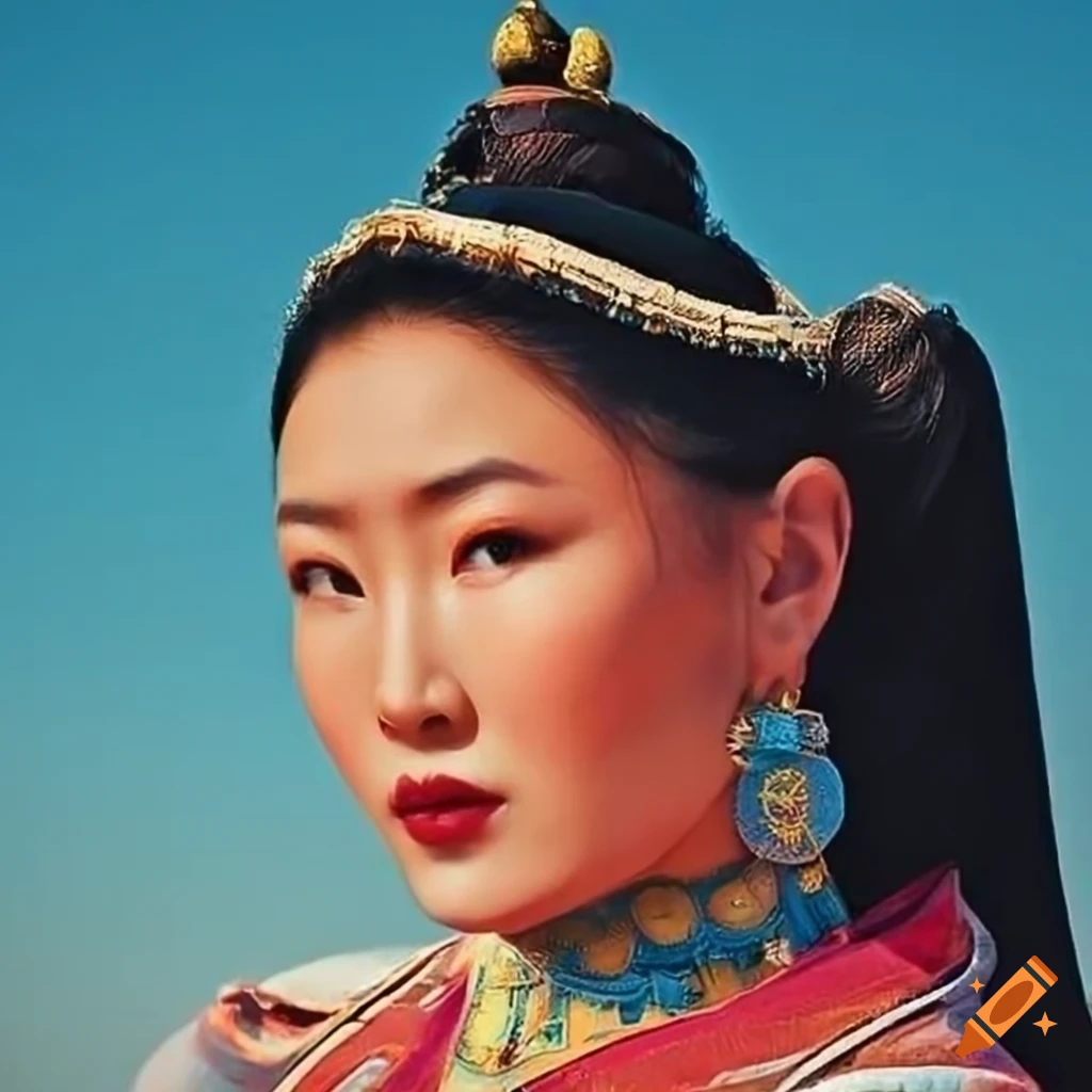 Portrait of a beautiful mongolian woman on Craiyon
