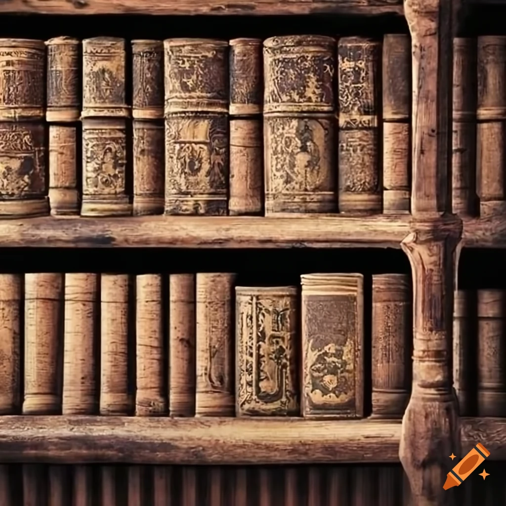 Photo of an ancient book on a shelf on Craiyon