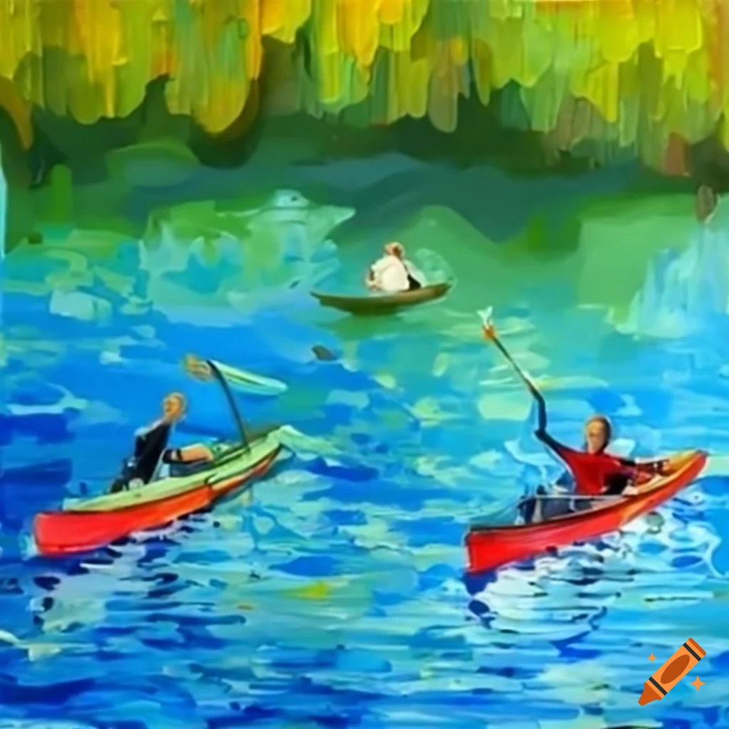 Monet-style painting of kayaking on Craiyon