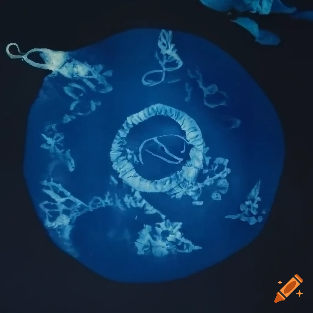 Cyanotype photo of salvador dali's insect specimen box on Craiyon