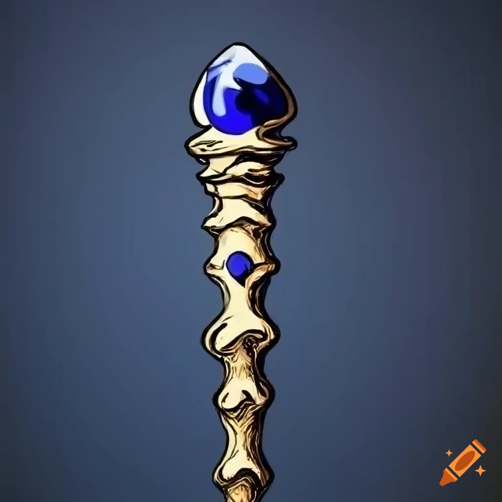 Pen drawing of a metal scepter with a sapphire on Craiyon