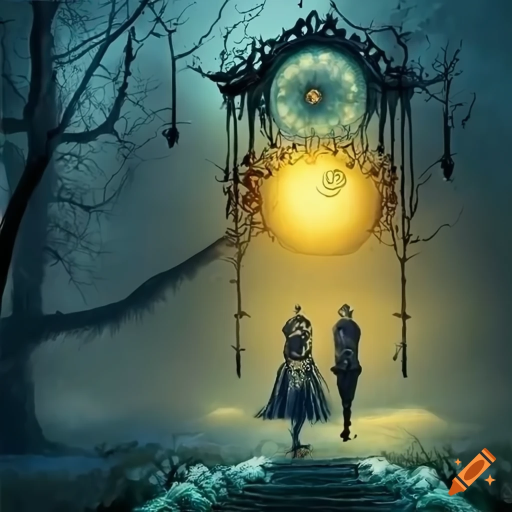 George harrison's soul flying on a rainbow bridge in a peaceful ...