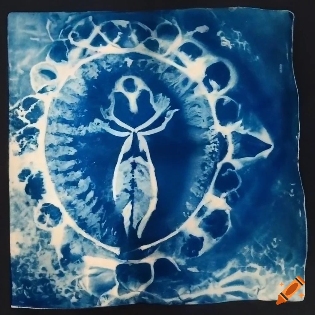 Cyanotype of a sacred symbol on Craiyon