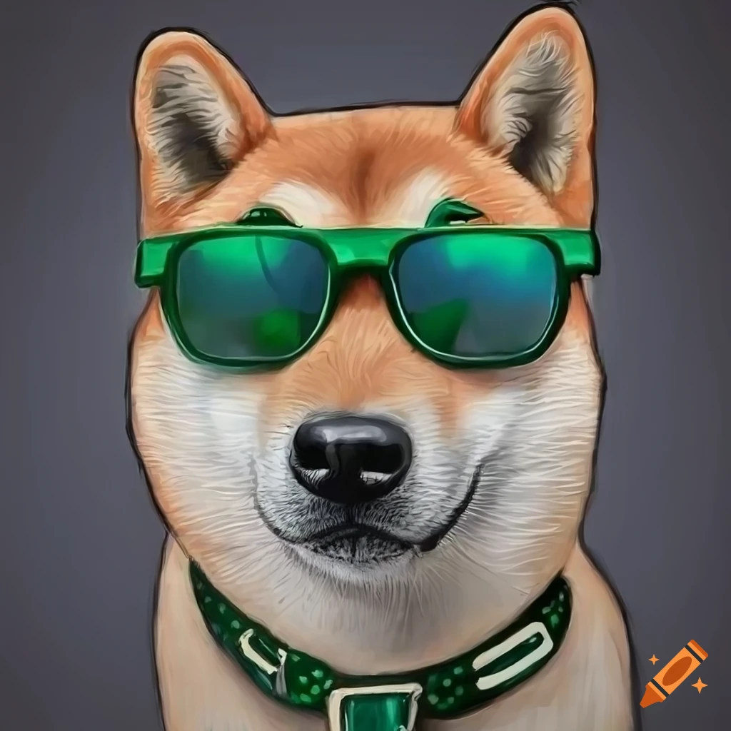 Hyper realistic portrait drawing of a shiba inu with sunglasses on Craiyon