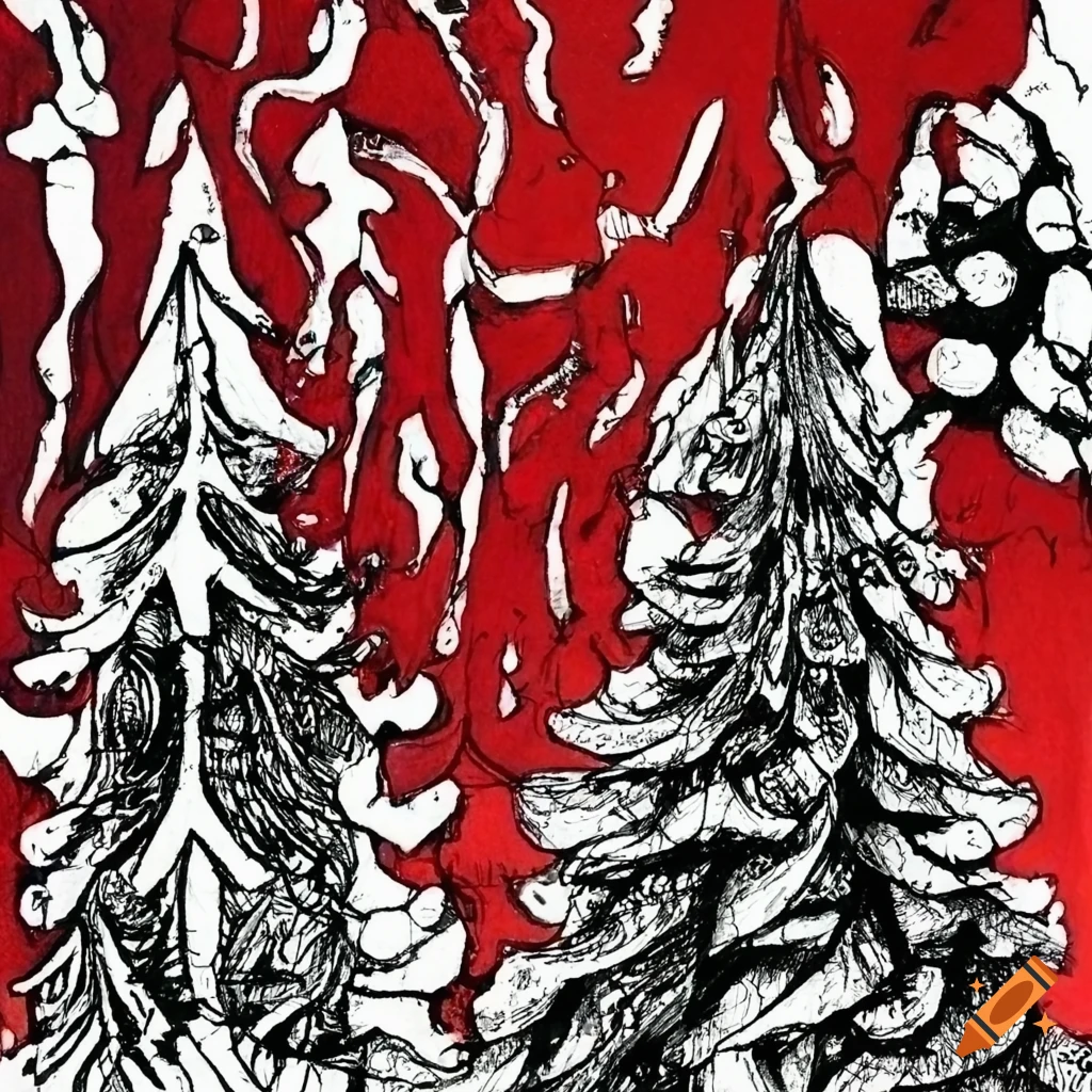 December themed ink drawing