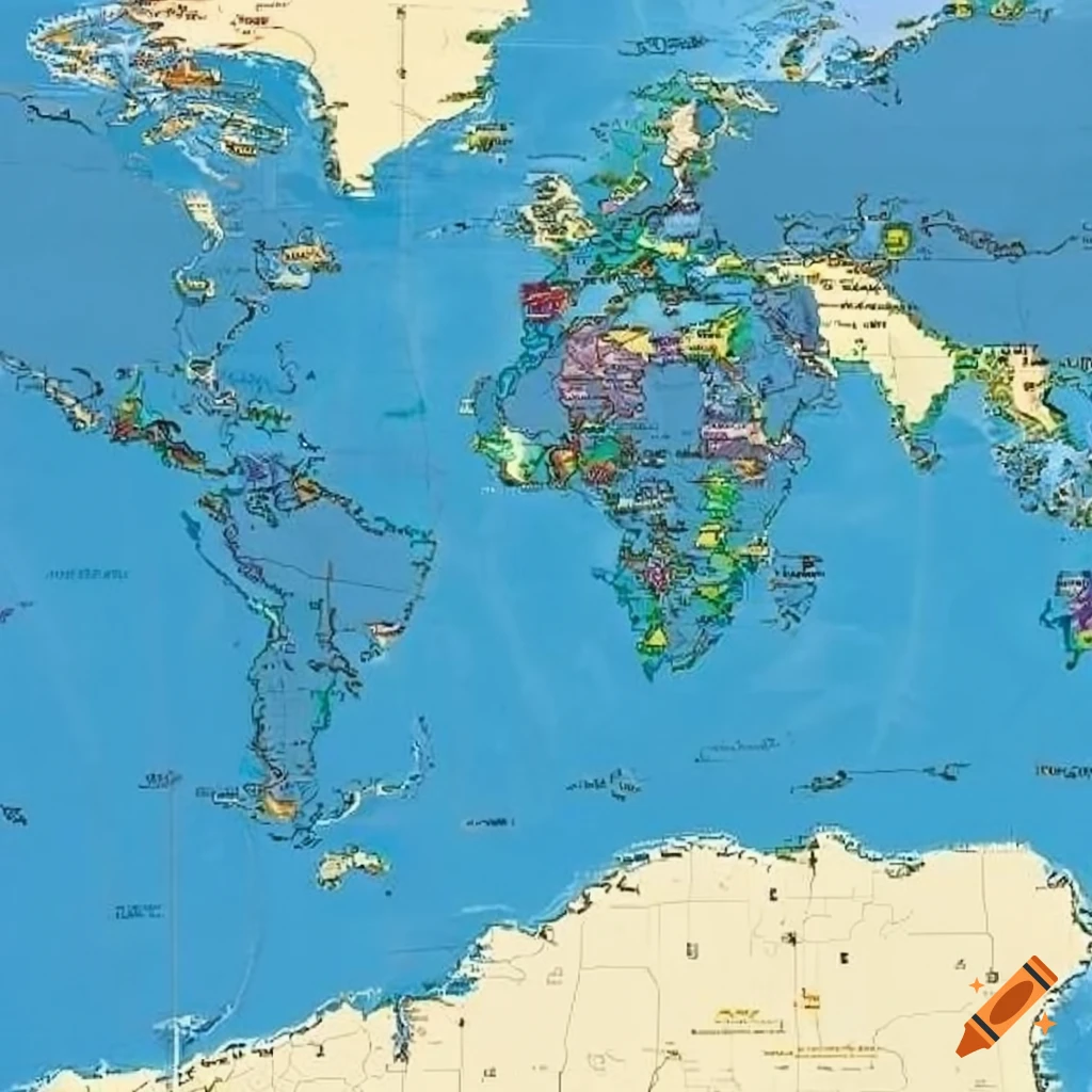 detailed map with landmarks and routes on Craiyon