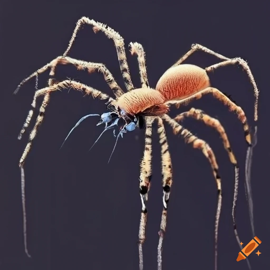 Giant spider on cavern roof with unique eyes on Craiyon