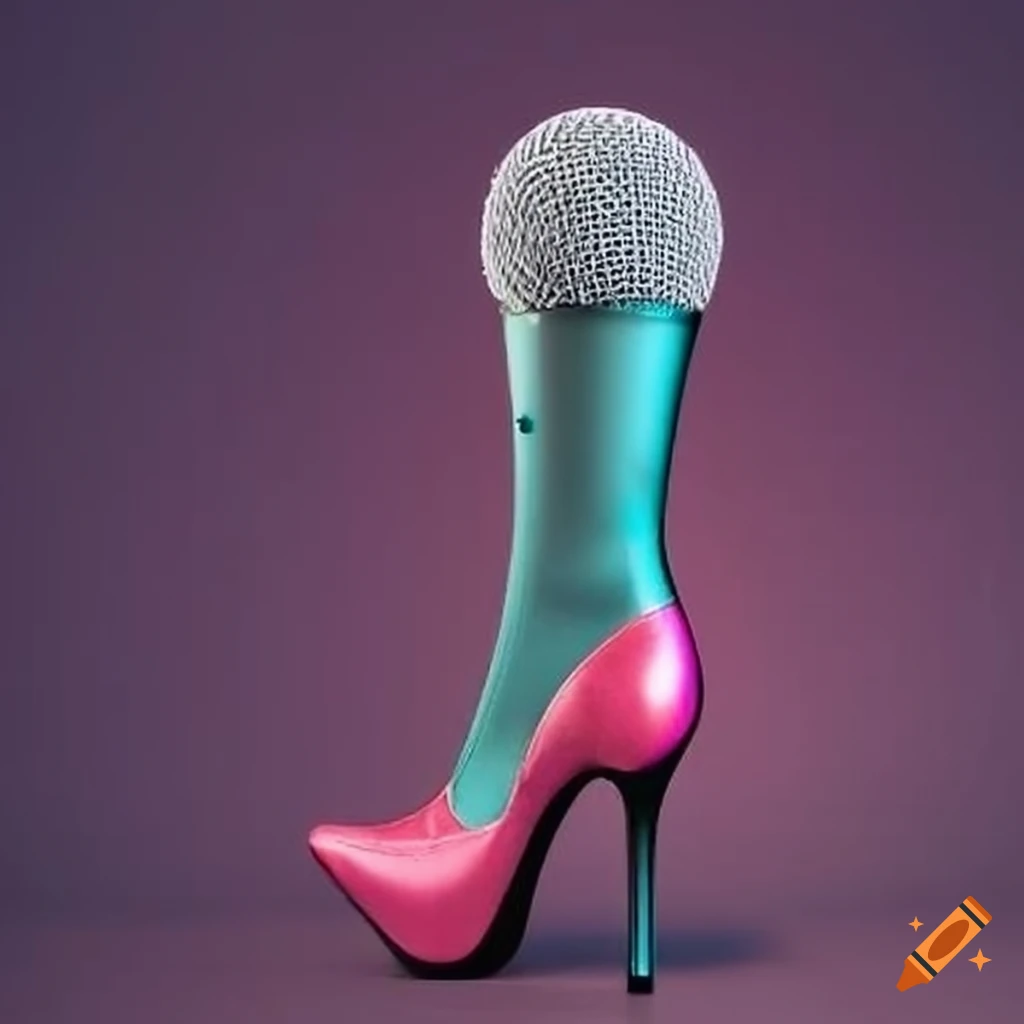 Creative high heels shaped like microphones