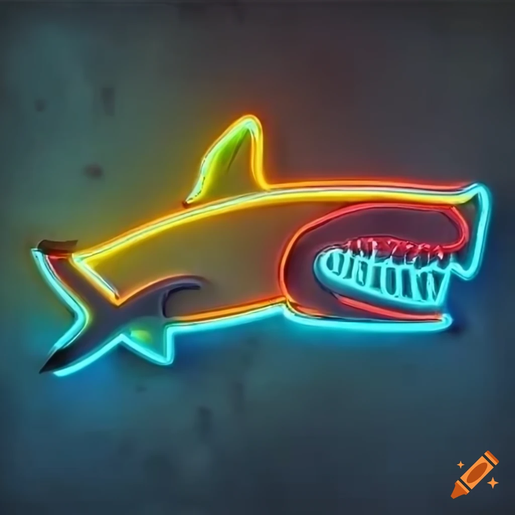 Neon shark logo in hdr on Craiyon