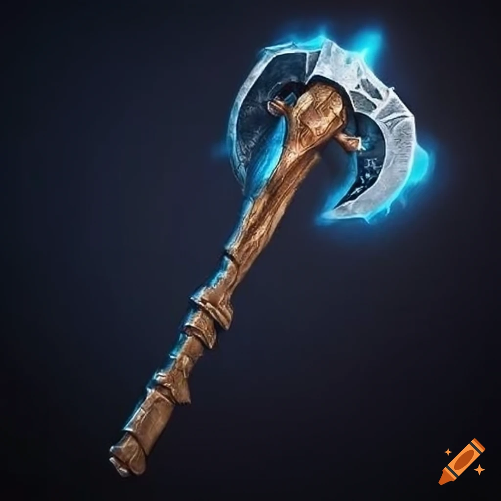 Image of a magical battle axe on Craiyon