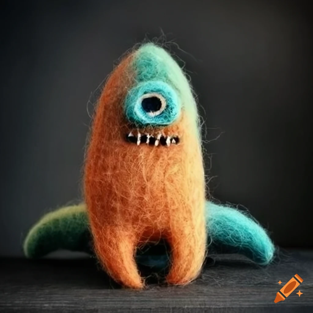 Cute felted wool sea monsters