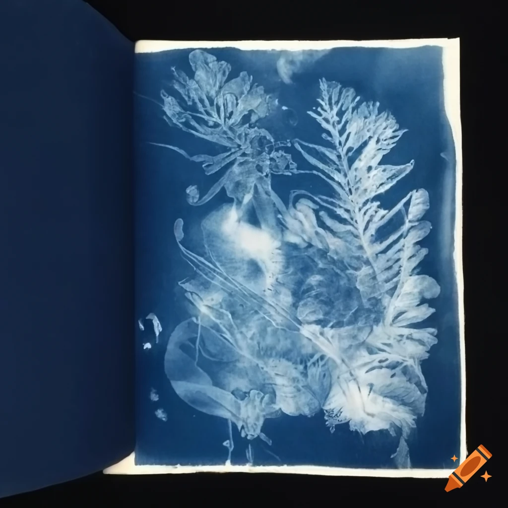 Cyanotype artwork titled 'clavicula nox' on Craiyon