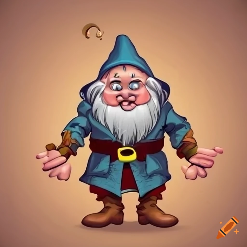 Cartoon image of a sad dwarf with hand on head on Craiyon
