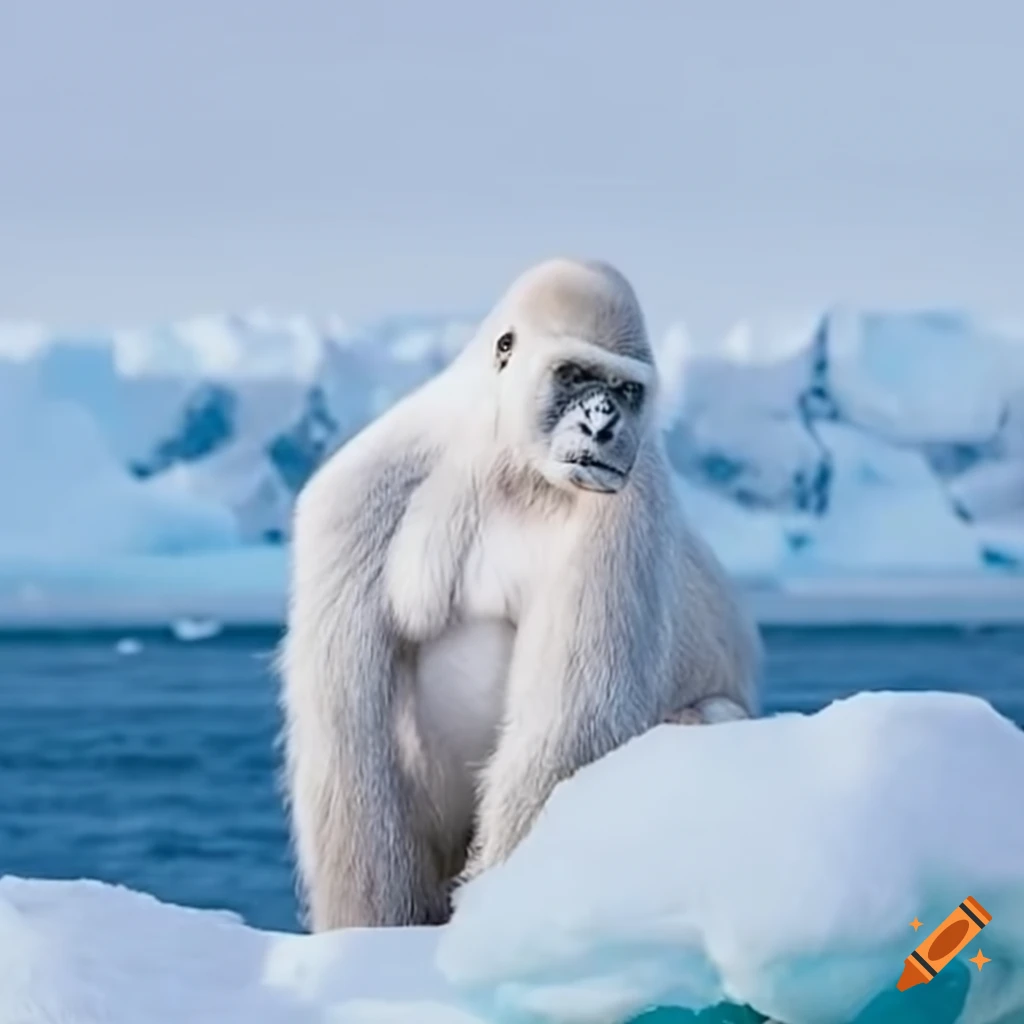 Image Of A Snowy White Gorilla In Antarctica On Craiyon