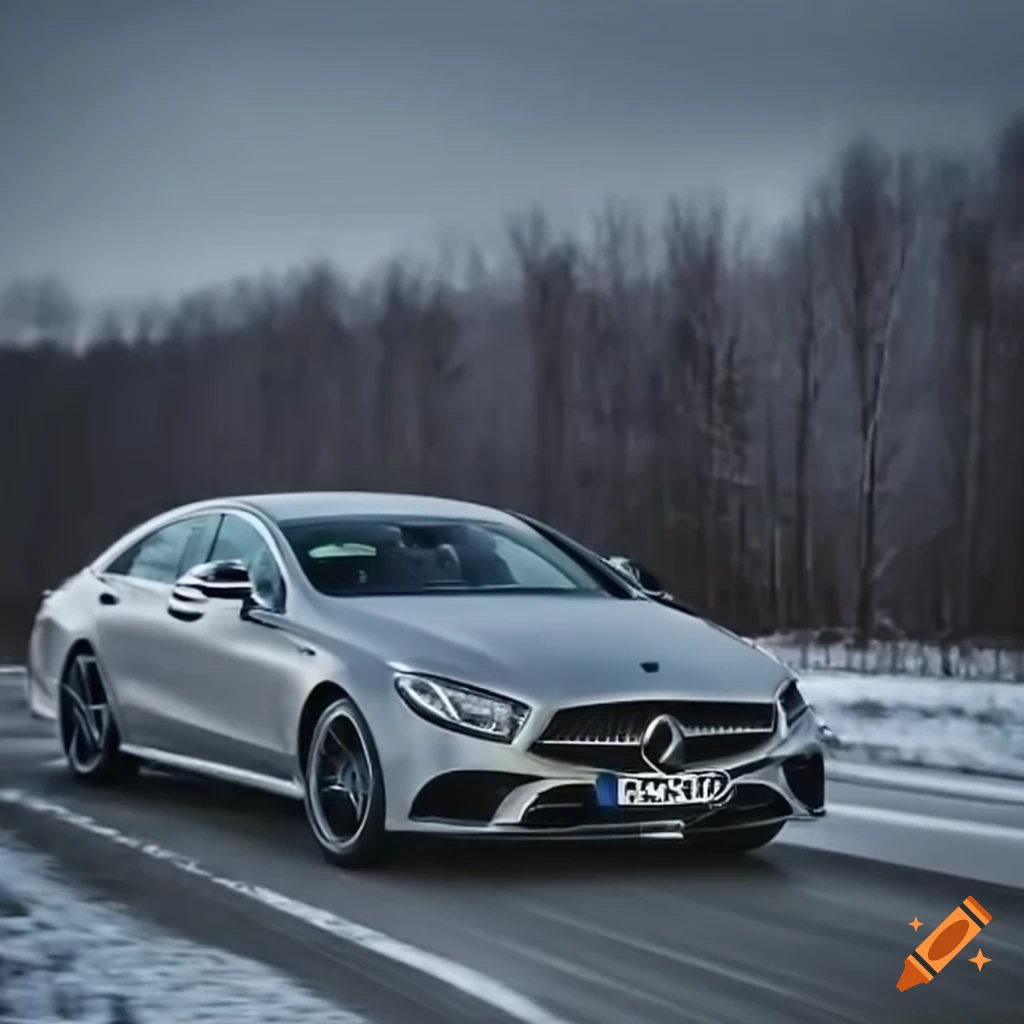 Mercedes cls 500 driving in snowy conditions